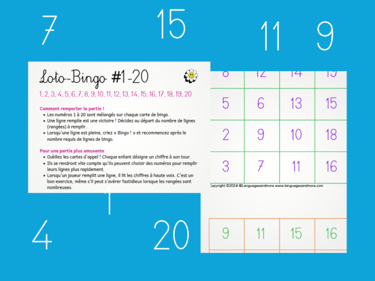 1-20 loto - le bingo des nombres 1 à 20 ¦ Langues et plus - Languages ...